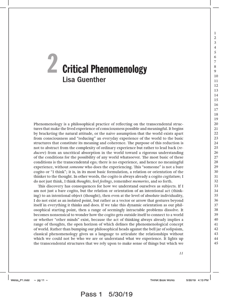 Critical - Phenomenology Lisa Guenther | PDF