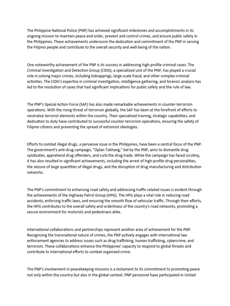 The Philippine National Police Achievements | PDF