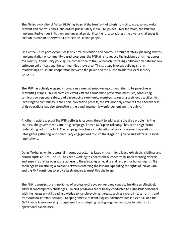 The Philippine National Police Efforts | PDF