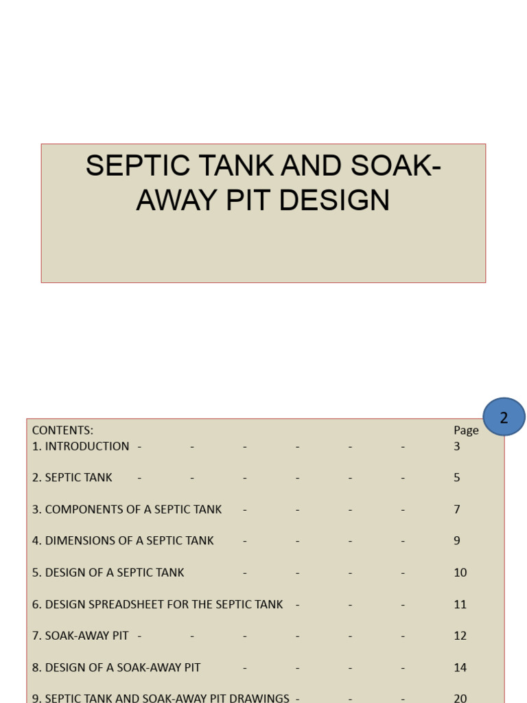 Design of Septic Tank and Soak-Away Pit | PDF