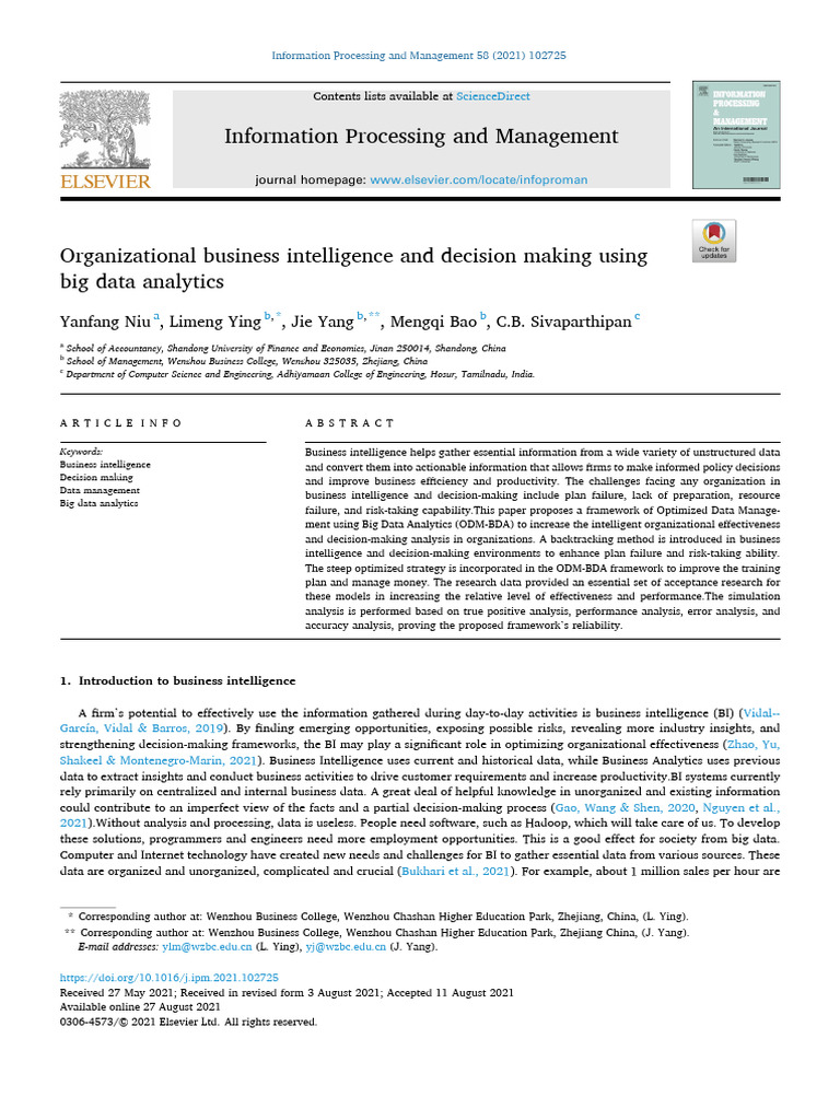 Organizational Business Intelligence and Decision Making Using | PDF ...