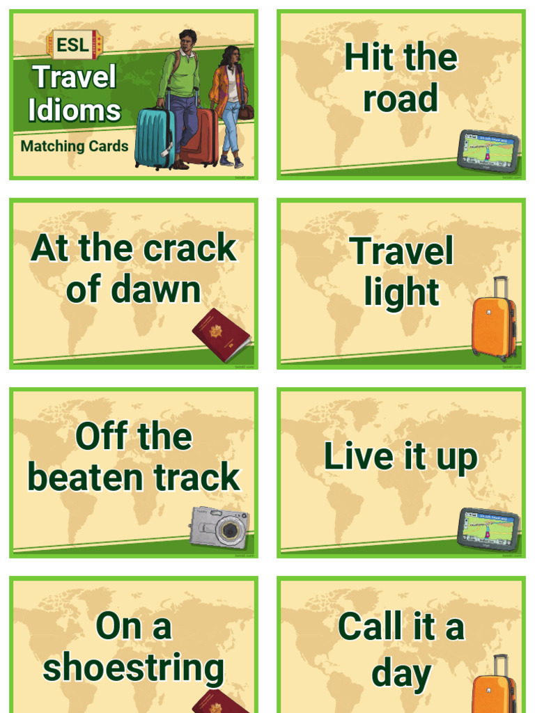 ESL Travel Idioms Matching Cards | PDF