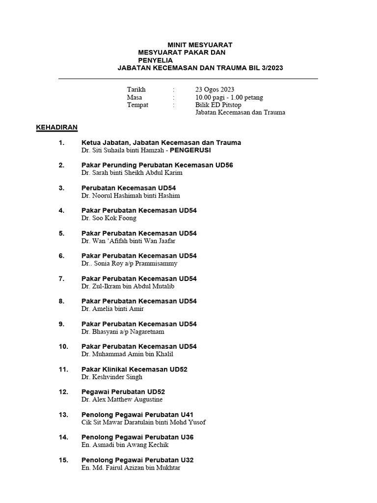 MINIT MESYUARAT 32023 Words | PDF