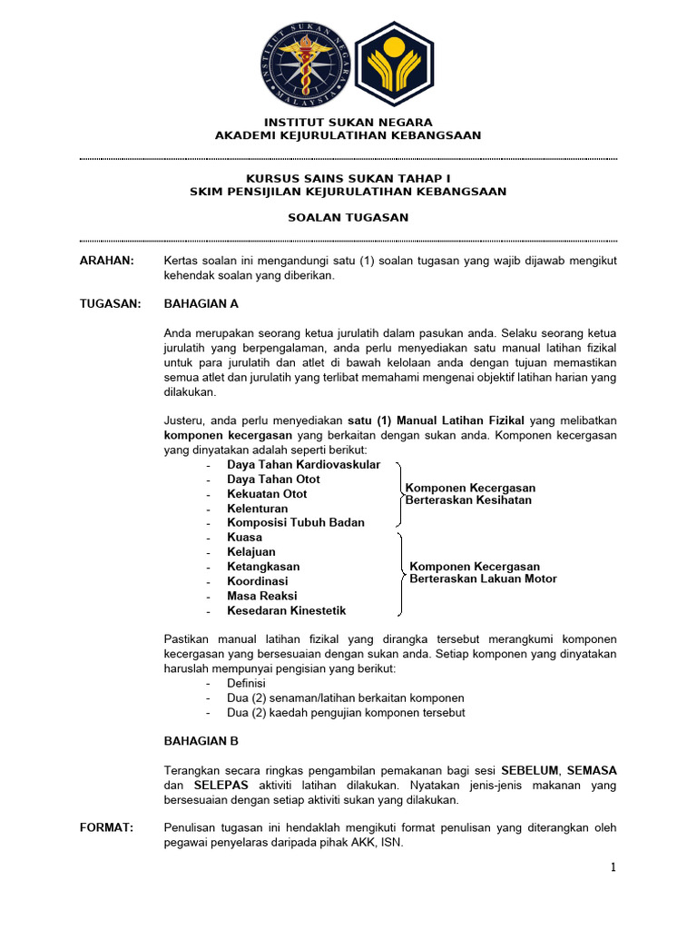 Soalan Tugasan KSS Tahap I (2022) | PDF