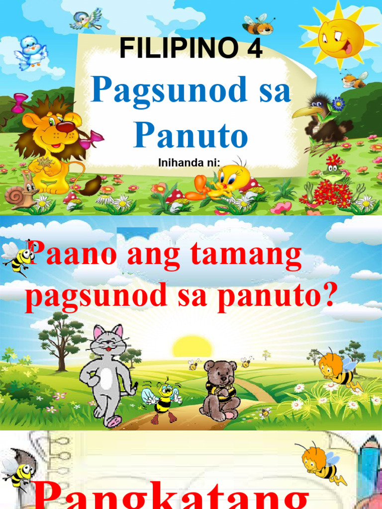 COT - PPT - FILIPINO 4 - Pagsunod Sa Panuto by Teacher RUENA B. JAVIER ...