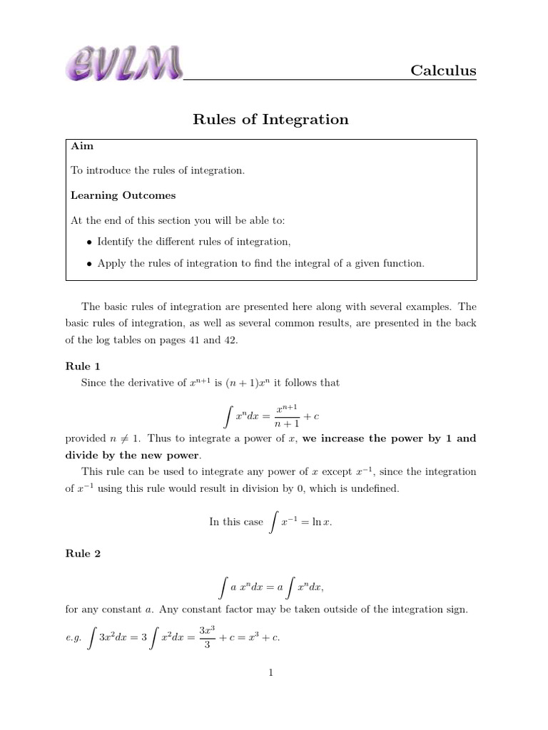 Rules Integral | PDF