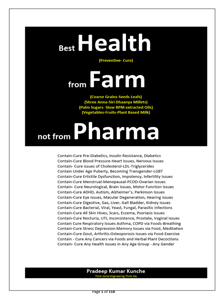 Best Health (Preventive - Cure) From Farm Not From Pharma Highlights ...