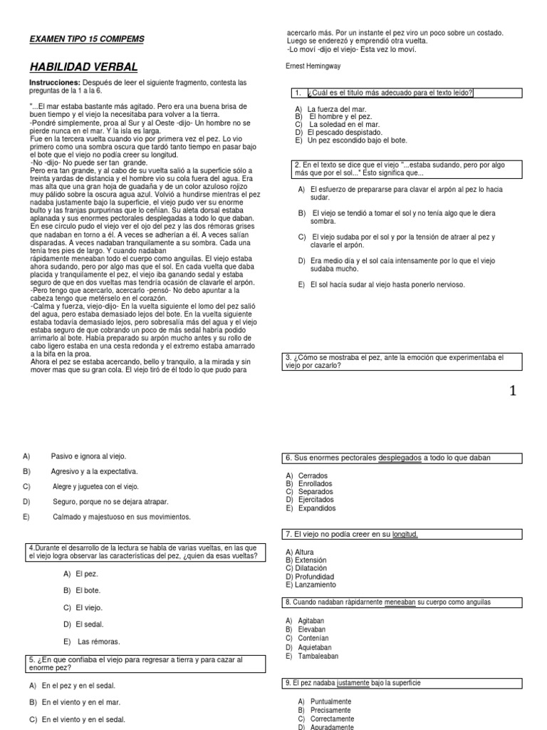 Examen Comipems | PDF