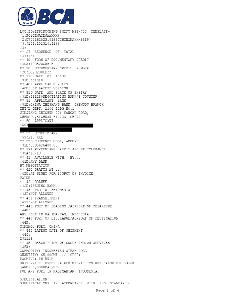Draft LC China | PDF | Finance & Money Management