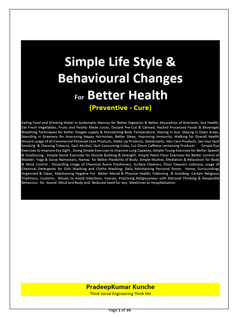 Simple Life Style & Behavioural Changes for Better Health (Preventive ...