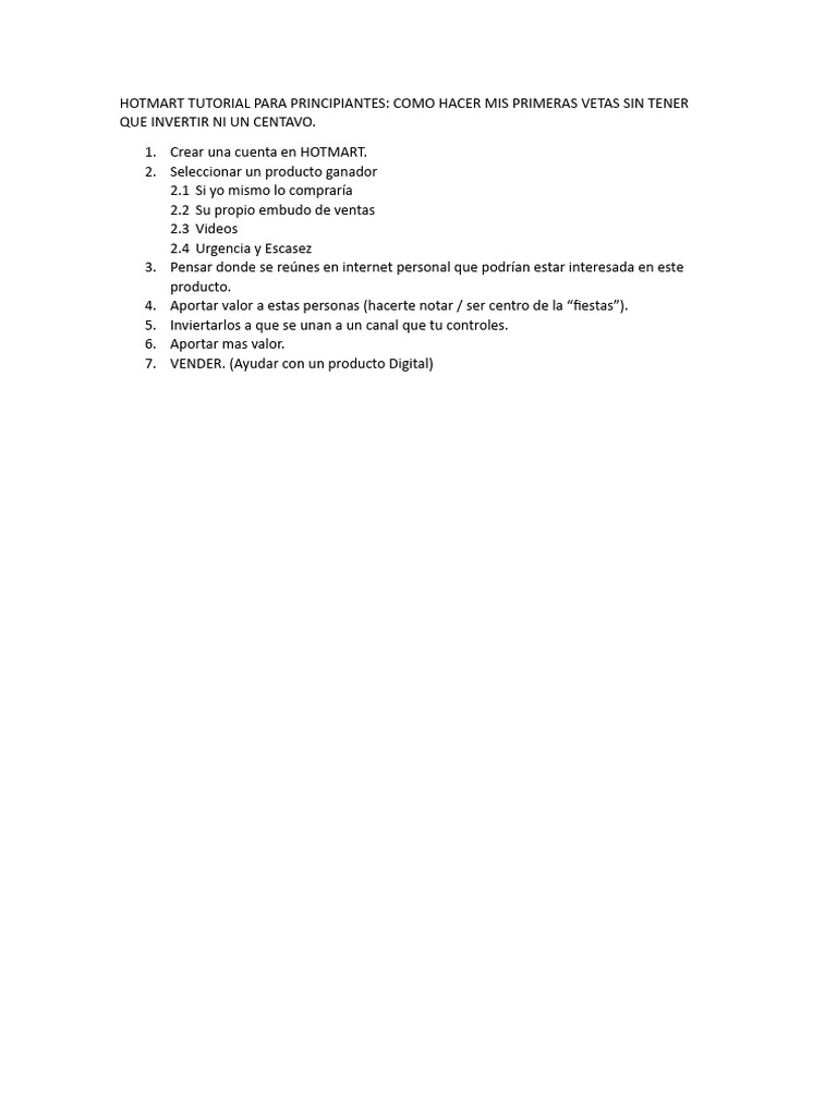 Tutorial Hotmart para Principiantes | PDF