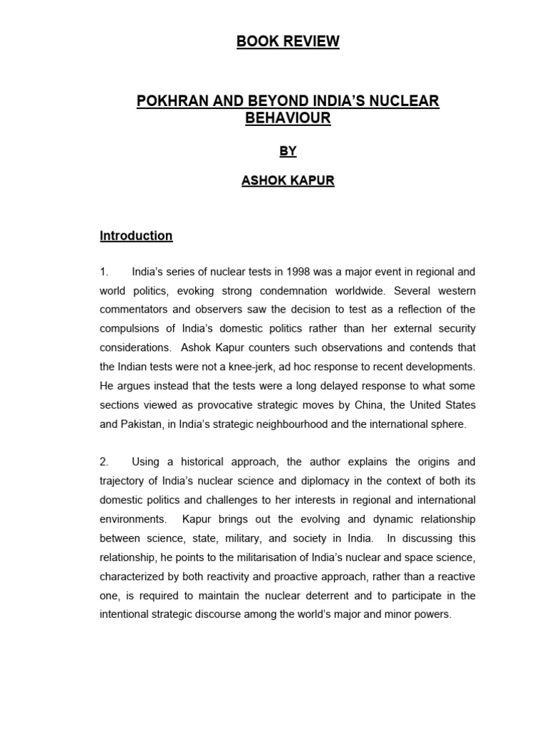 Pokhran and Beyond | PDF | Nuclear Proliferation | Nuclear Weapons