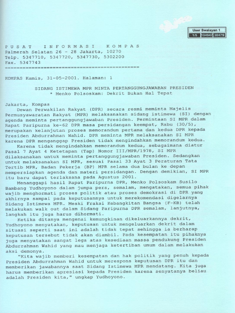 Sidang Istimewa MPR Minta... | PDF