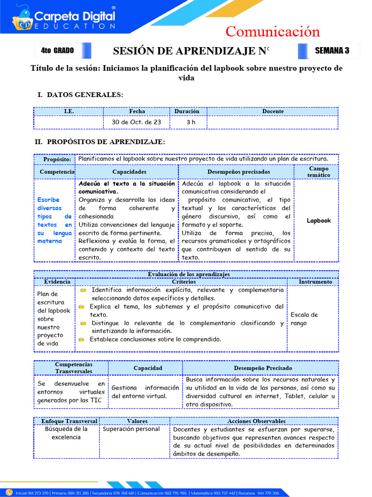 4° - Sesión - de - Aprendizaje 5 Sem.2-Exp.7-Com | PDF