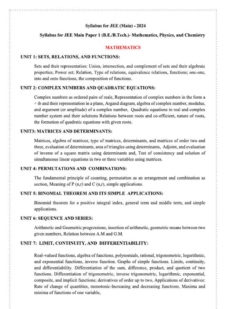 Jee Main Syllabus | PDF