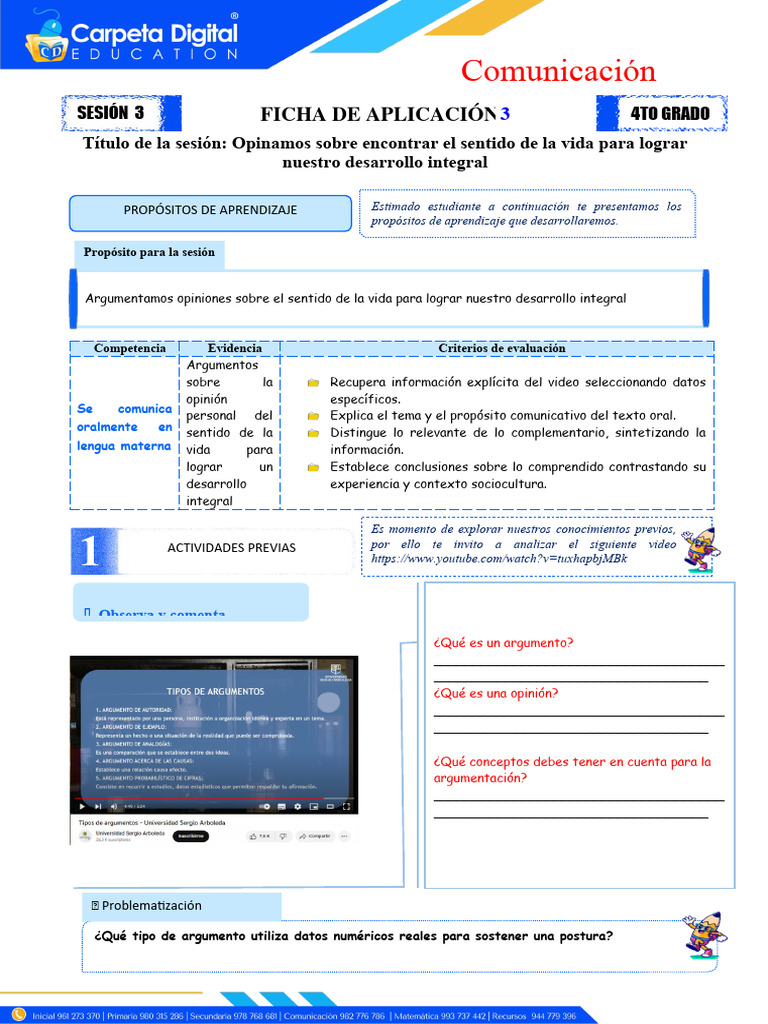 4° - Ficha - de - Aplicación Sesión3 Sem.2 Exp.7 Com | PDF
