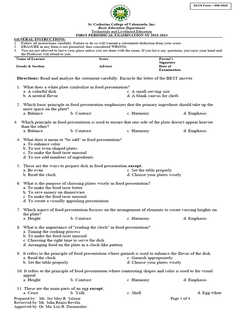 Q1 G10 Examination | PDF