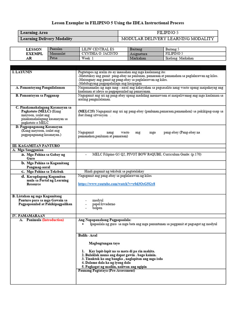 Fil G5 Q3 wk1COJ-new | PDF