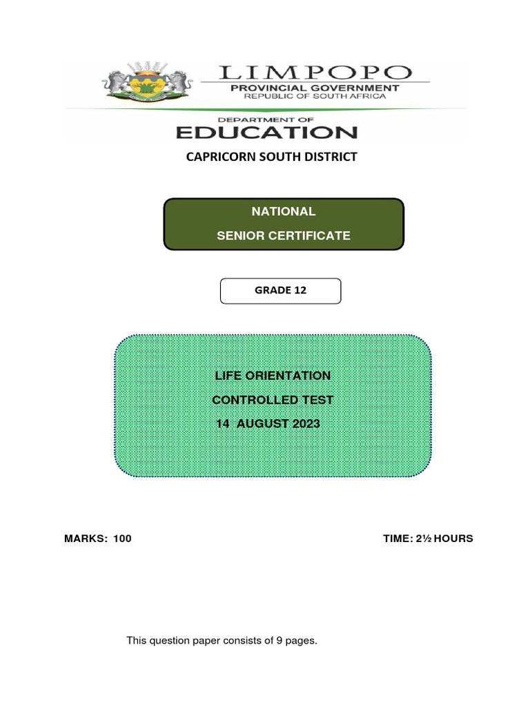 Grade 12 Lo Ontrolled Test 2023 Term 3 Question Paper | PDF