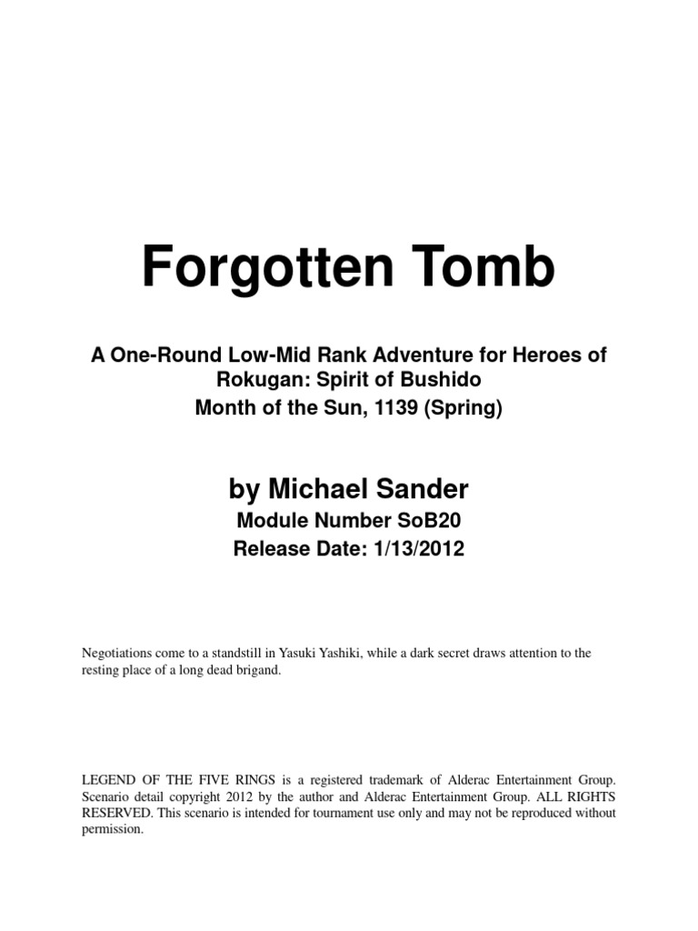 SoB20 Forgotten Tomb | PDF
