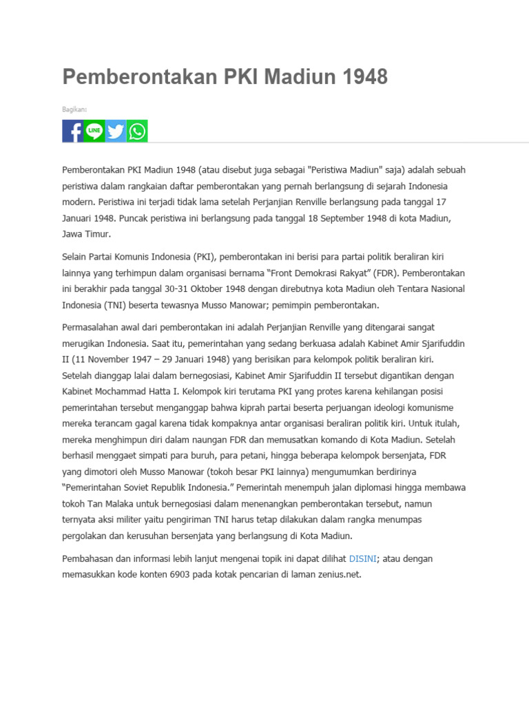 Pemberontakan PKI Madiun 1948 | PDF
