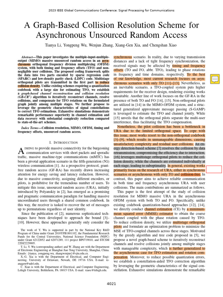 A Graph-Based Collision Resolution Scheme For Asynchronous Unsourced Random Access | PDF | Computers