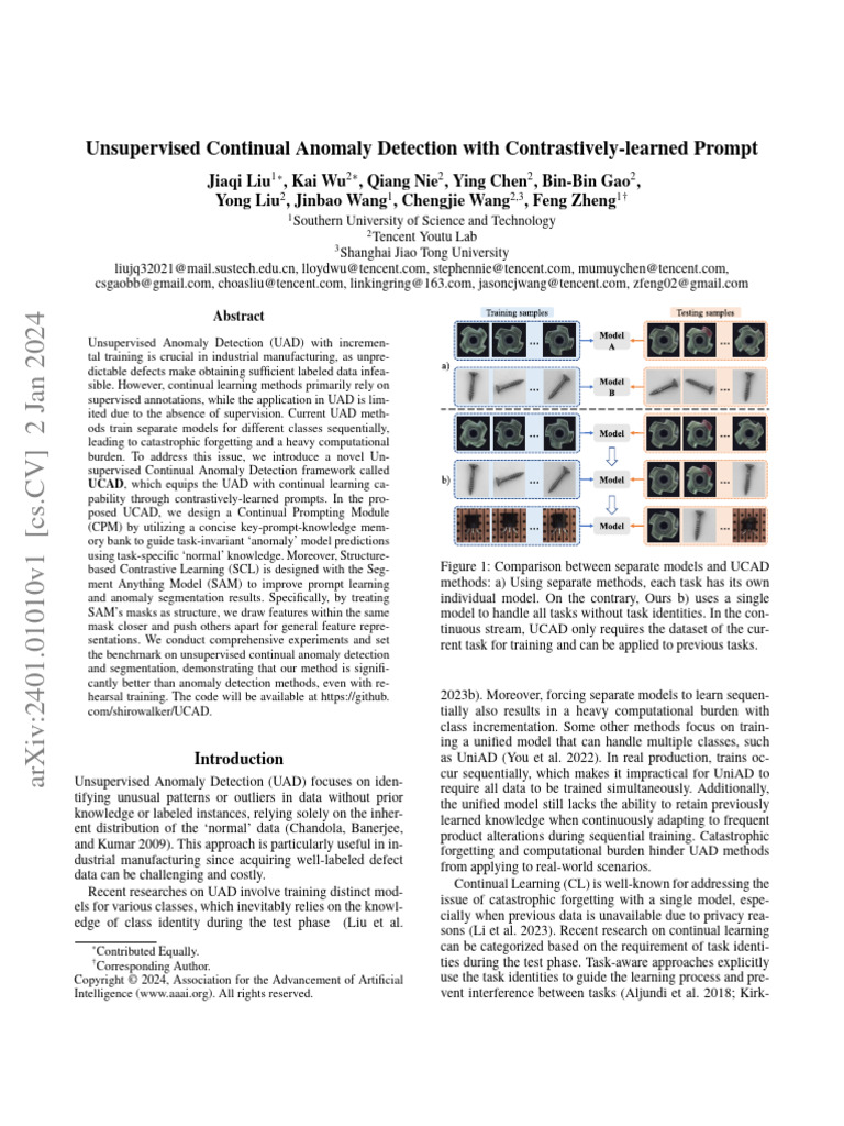 Unsupervised Continual Anomaly Detection With Contrastively-learned ... Unsupervised Continual Anomaly Detection With Contrastively-learned ...
