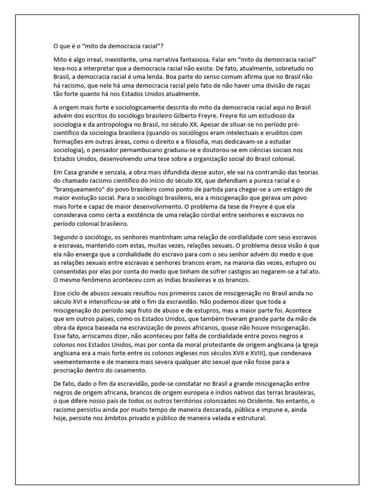 O Mito Da Democracia Racial | PDF