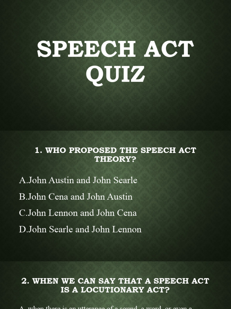 Speech Act Quiz | PDF