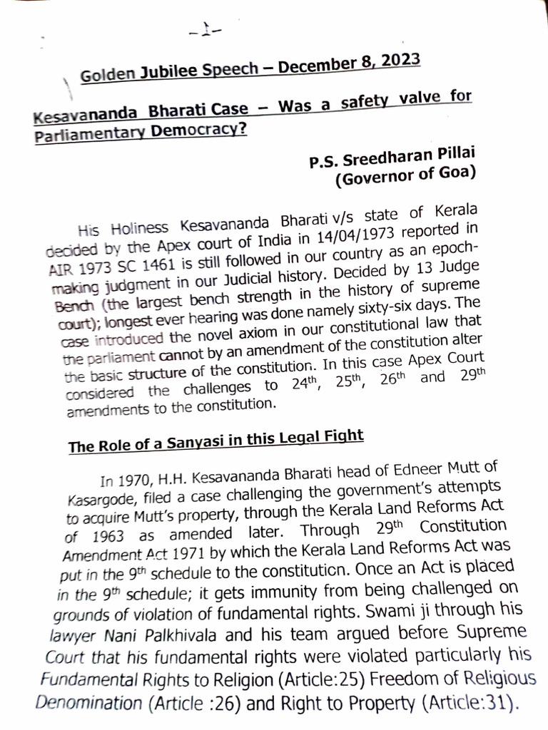 Keshavananda Bharati Case | PDF | Supreme Court Of India | Government ...