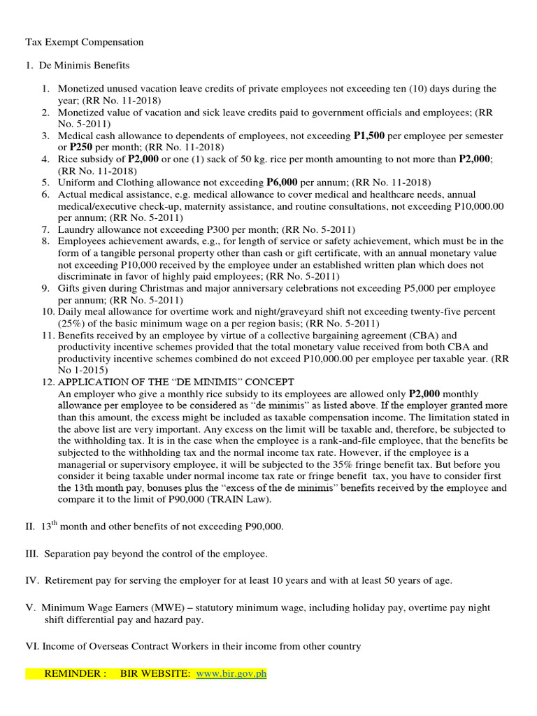 De Minimis Benefits | PDF