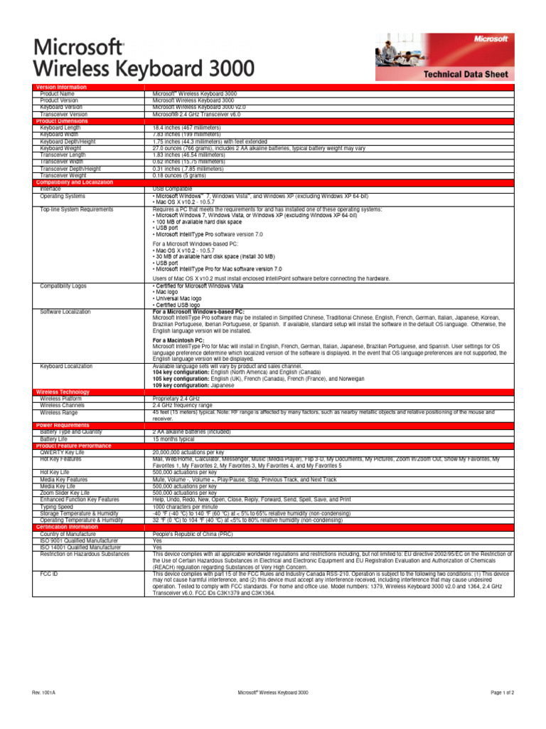 Tds Wirelesskeyboard3000 | PDF