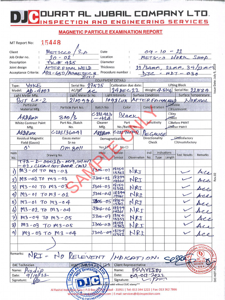 QC Testing Reports | PDF