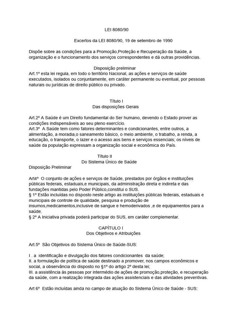 Lei 8080 - 90 | PDF