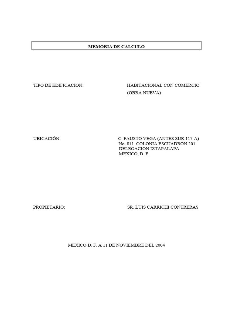 Memoria de calculo estructura | PDF Memoria de calculo estructura | PDF