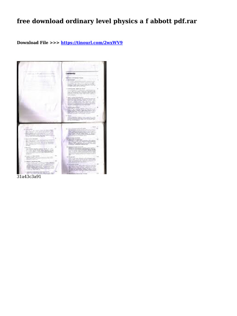 Free Download Ordinary Level Physics A F Abbott PDF - Rar | PDF