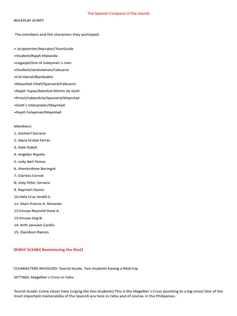 The Spanish Conquest of The Islands Script Block 1 Criminilogy 2nd Year ...