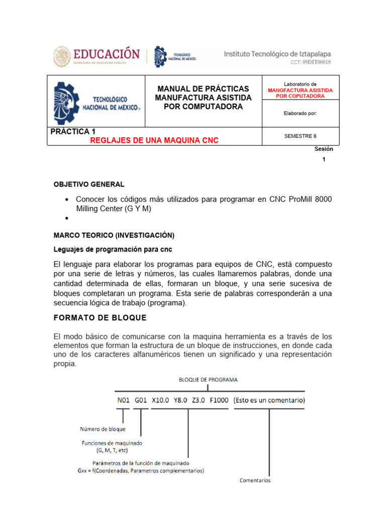 Códigos CNC para ProMill 8000 | PDF