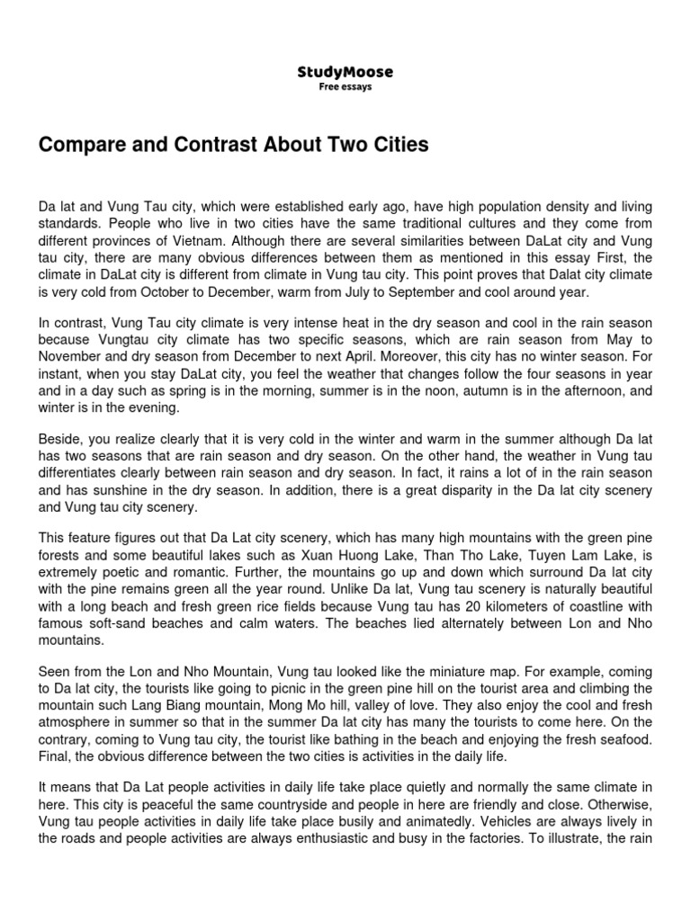 Compare and Contrast About Two Cities | PDF