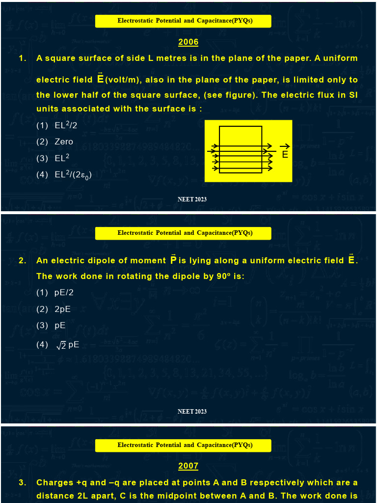 Electrostatics (PYQs.) | PDF