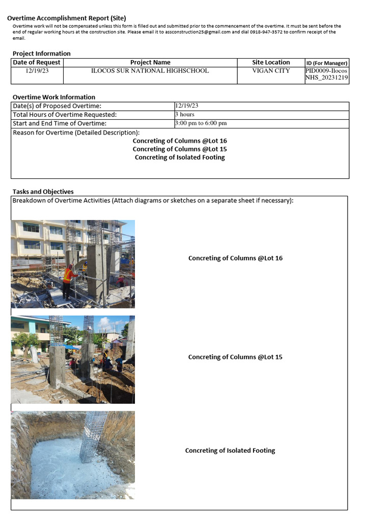 Overtime Accomplishment Report December 19,2023 | PDF