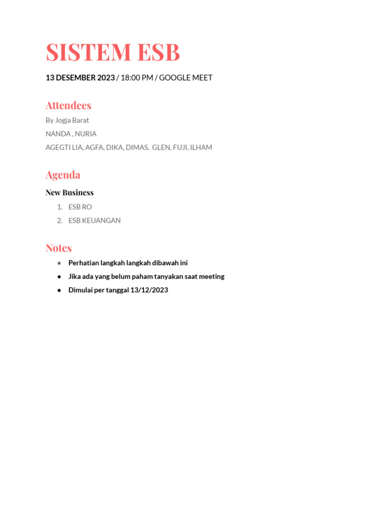 Meeting Esb Jogbar | PDF