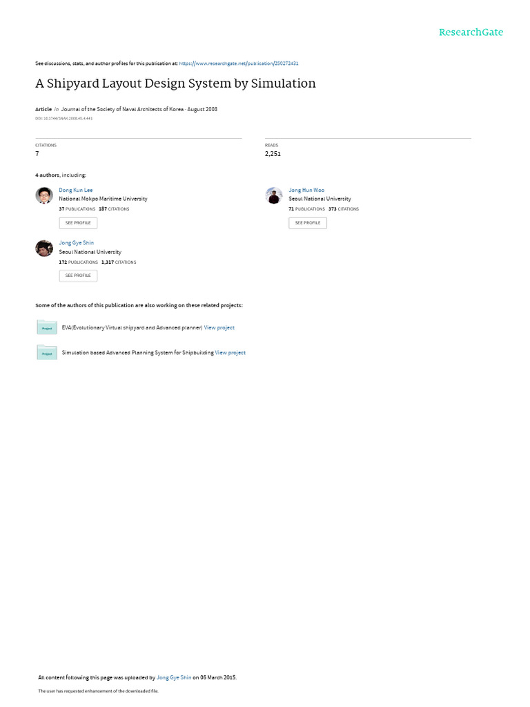A Shipyard Layout Design System by Simulation | PDF