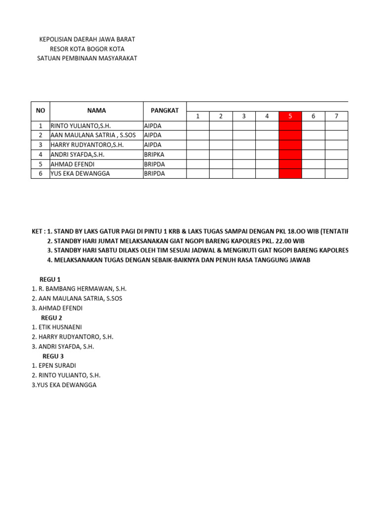 Jadwal Standby 3 | PDF | Perjalanan