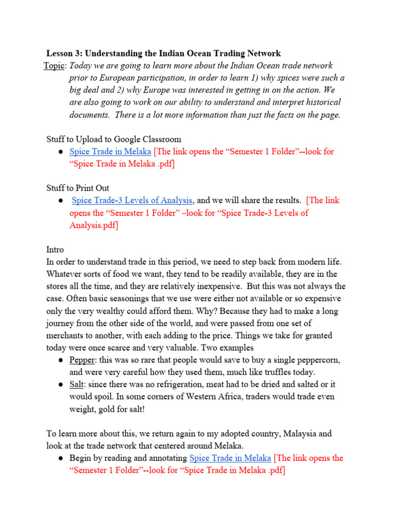 Lesson 3 - Understanding The Indian Ocean Trading Network | PDF ...