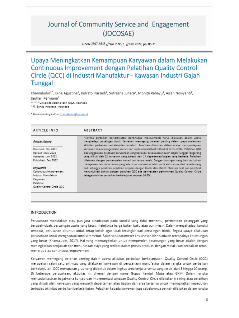 Pelatihan QCC untuk Continuous Improvement | PDF