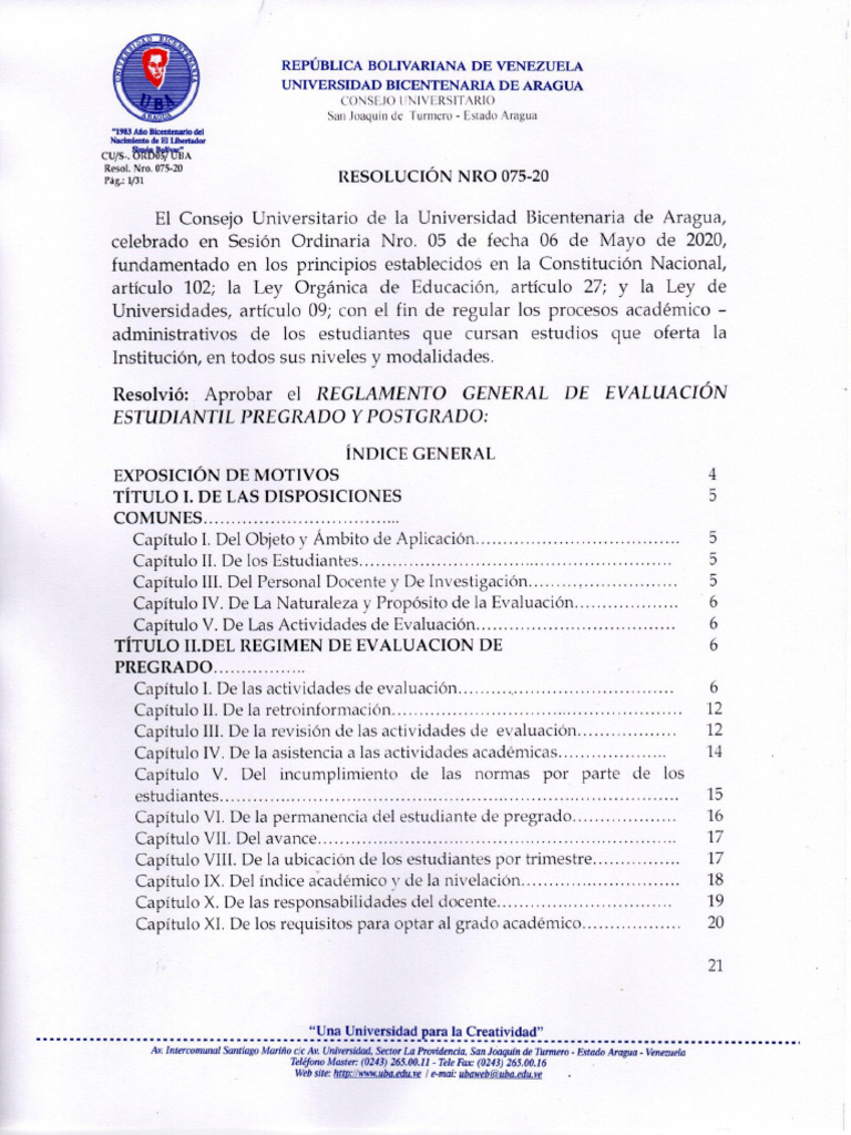 Reglamento Evaluacion Estudiantil | PDF