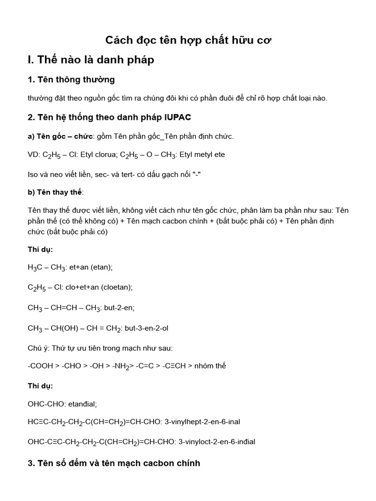 Cach Doc Ten Hop Chat Huu Co | PDF
