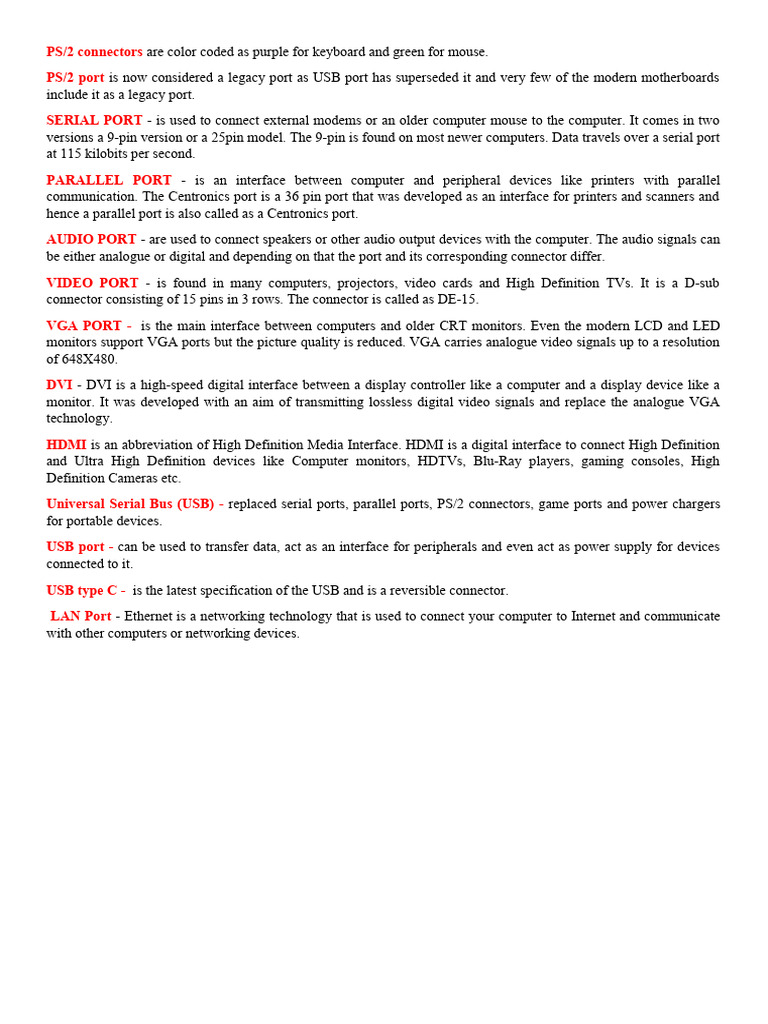 Computer Ports | PDF | Computers