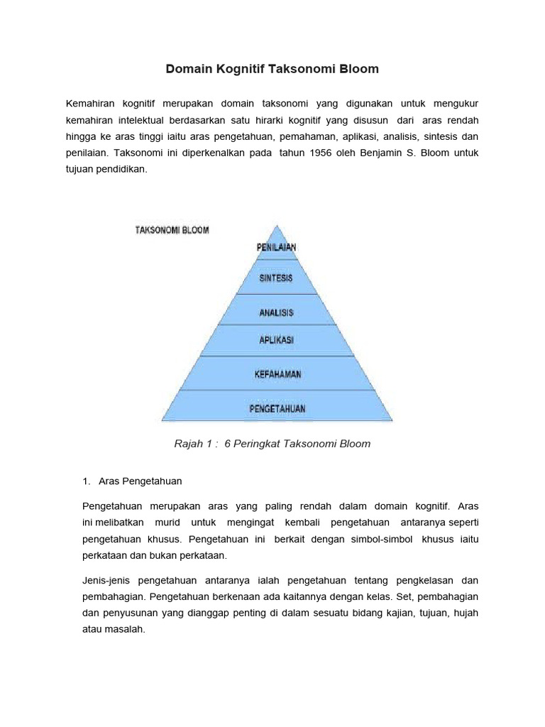 Domain Kognitif Taksonomi Bloom | PDF